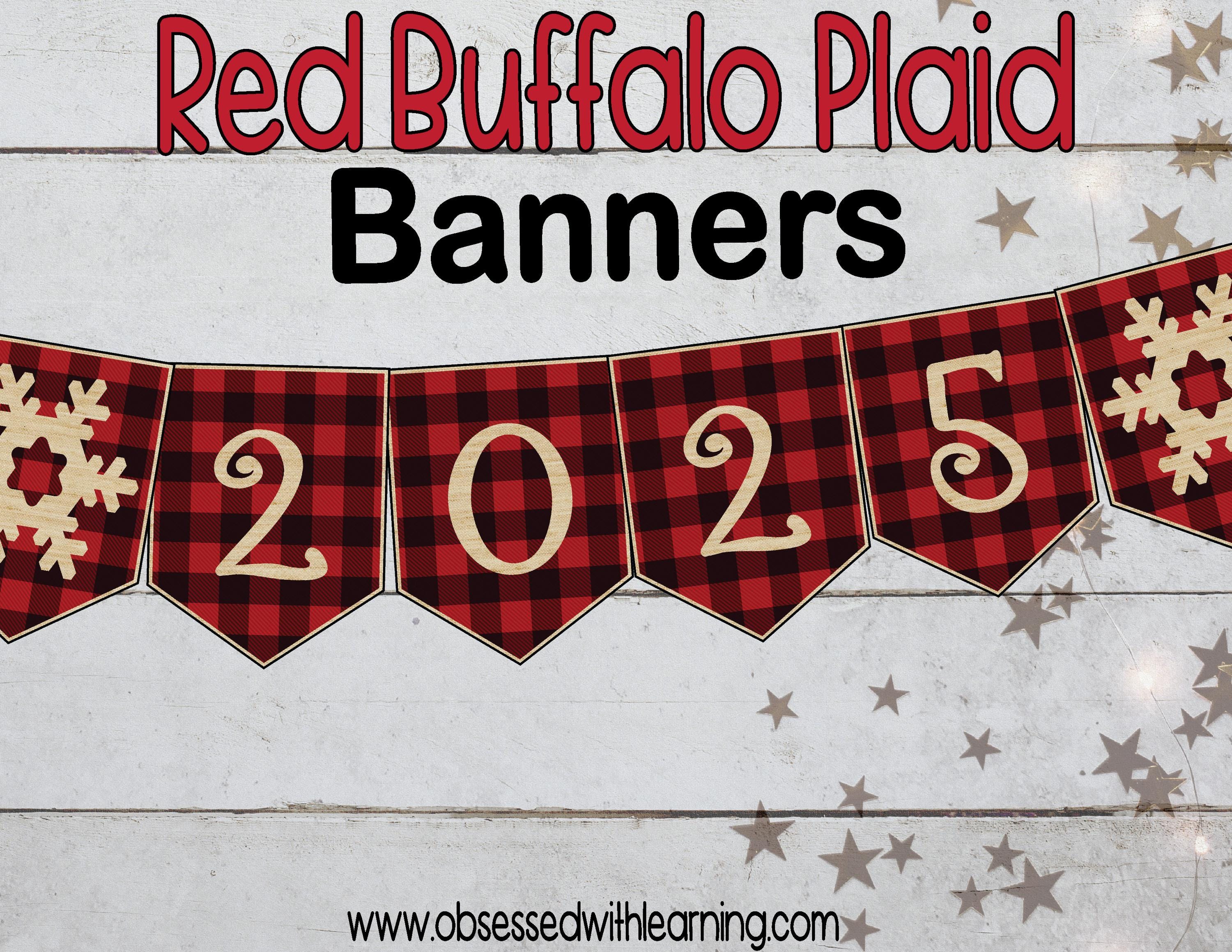 Buffalo Plaid Christmas Décor, Merry Christmas Bunting, Red Buffalo ...