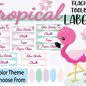 Tropical Teacher Toolbox Labels for School Supply Organization and ...