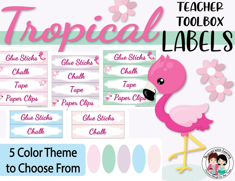 Tropical Teacher Toolbox Labels for School Supply Organization and ...