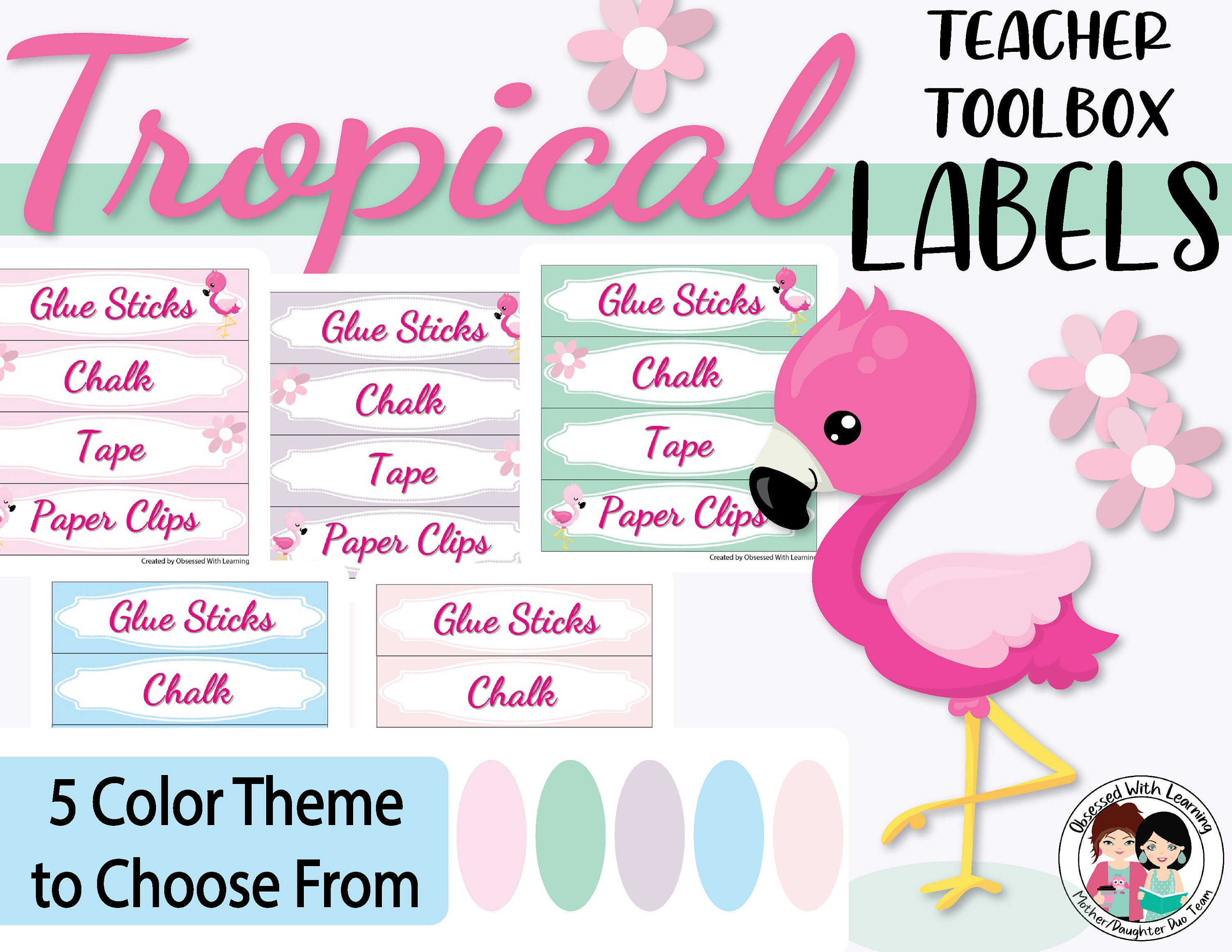 Tropical Teacher Toolbox Labels for School Supply Organization and ...
