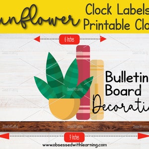 Sunflower Bulletin, Classroom Clock Labels, Educational Time Management ...