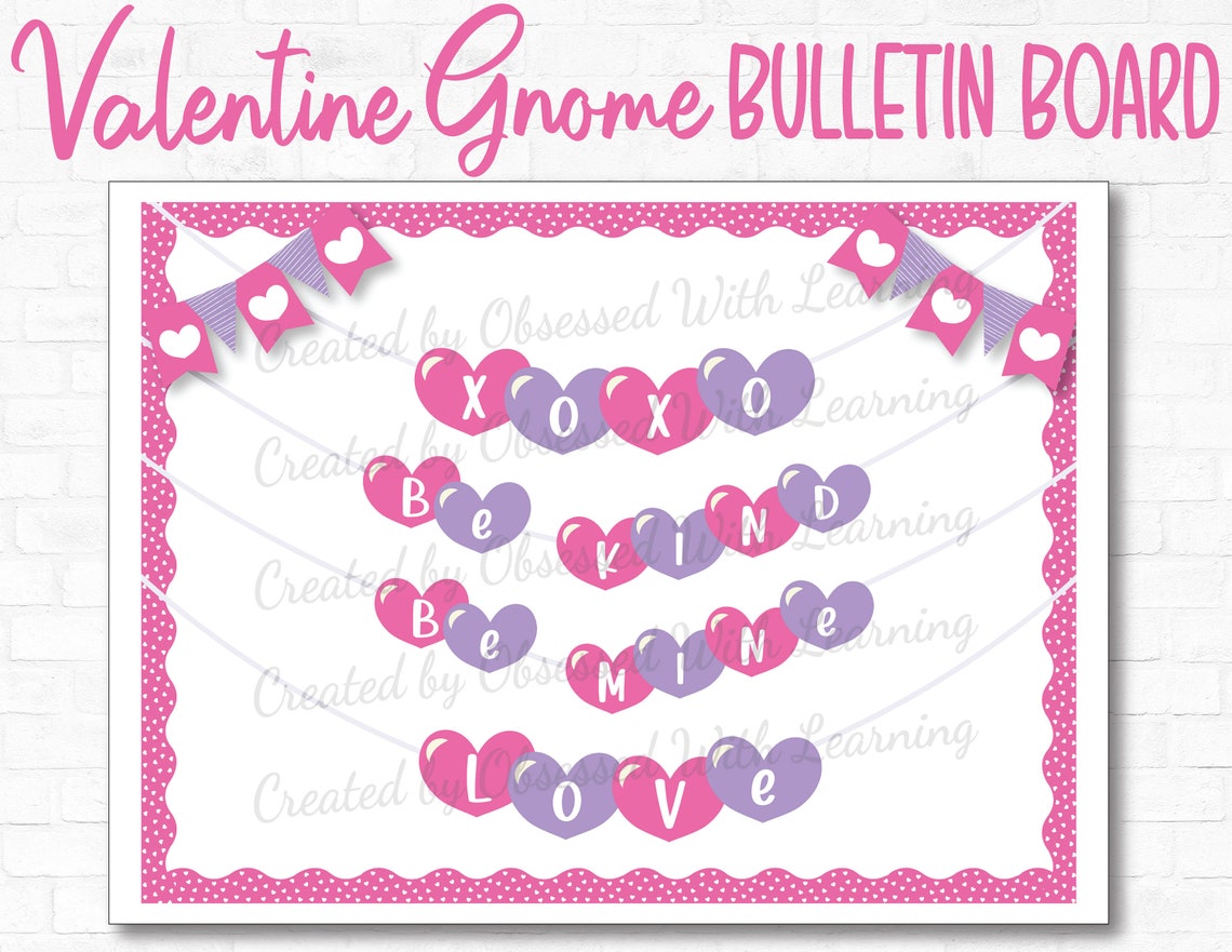 Valentine Gnome Bulletin Board Valentine Bulletin Board Kit - Etsy