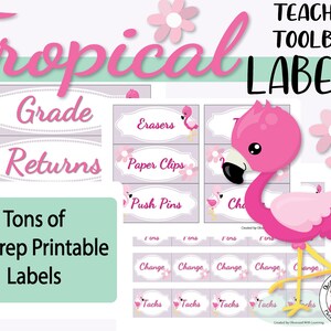 Tropical Teacher Toolbox Labels for School Supply Organization and ...