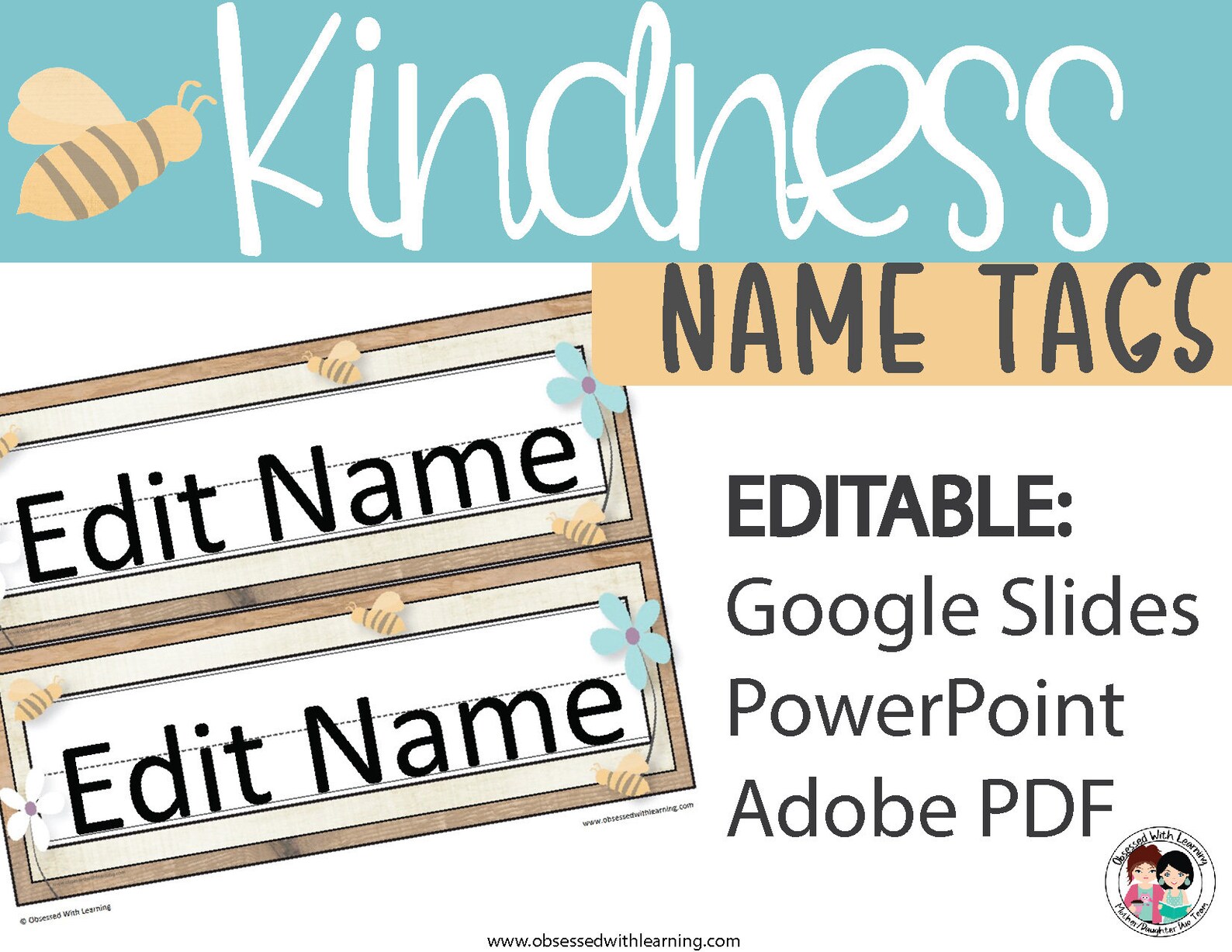 Student Name Tags Editable School Supplies Classroom Decor With ...