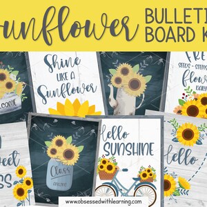 Farmhouse Sunflower Classroom Decor Kit for Educational Bulletin Board ...