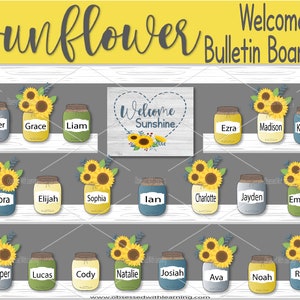 Sunflower Bulletin Board Set for Classroom Decor, School Labels, and ...