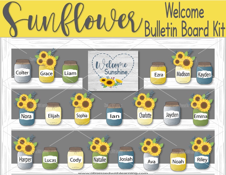 Sunflower Bulletin Board Set for Classroom Decor, School Labels, and ...