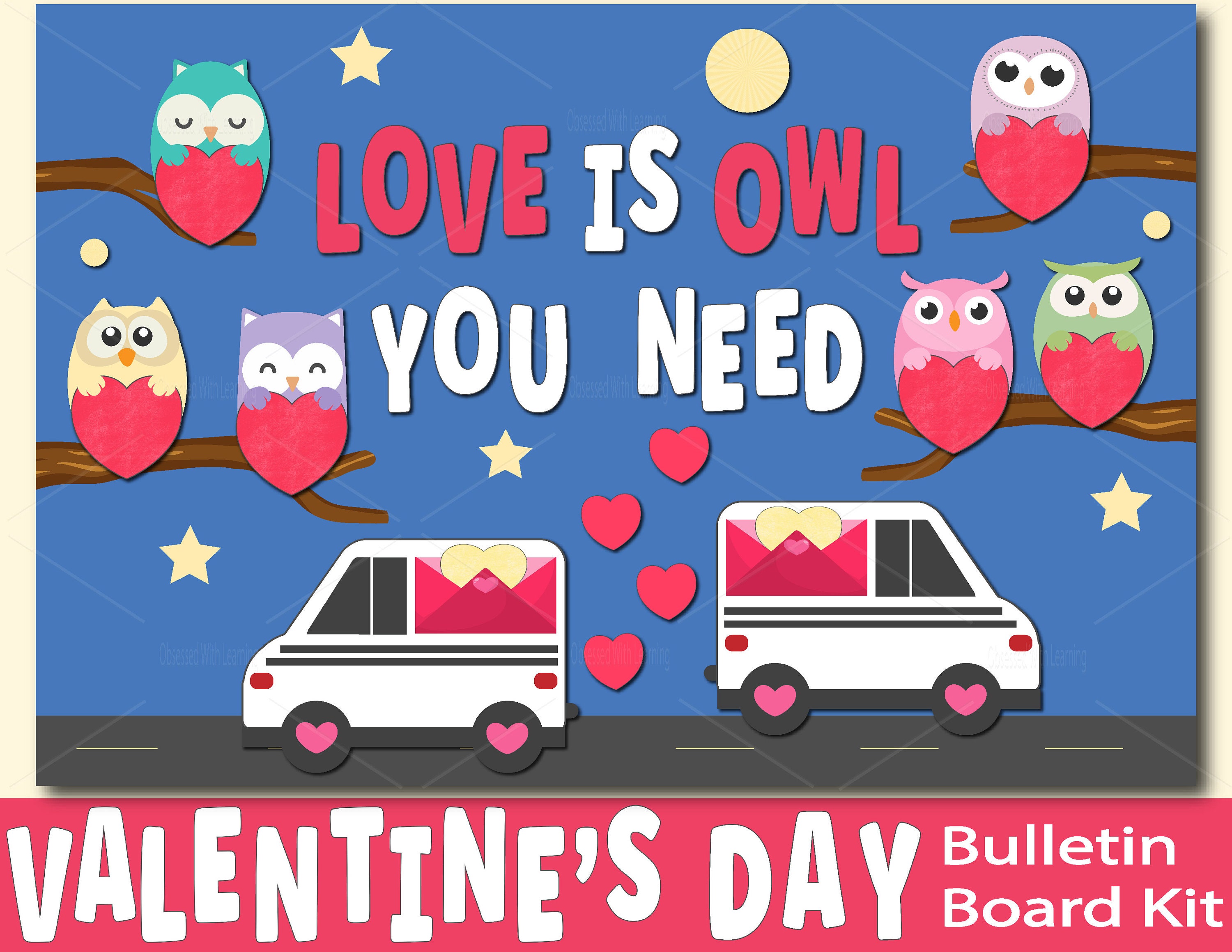 Valentine's Day Bulletin Board Kit, Valentine's Day Cards, Valentine's ...