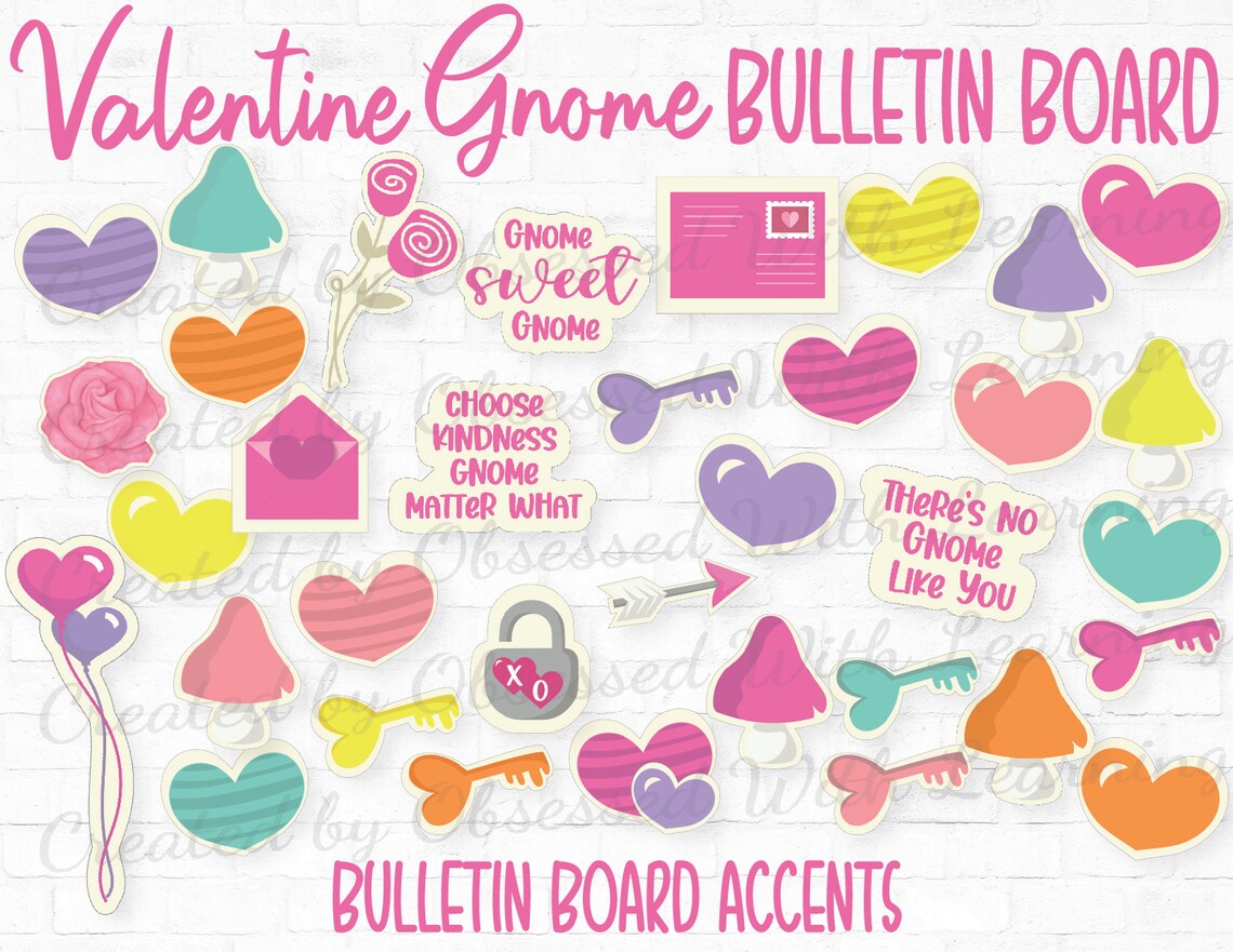 Valentine Gnome Bulletin Board Valentine Bulletin Board Kit - Etsy