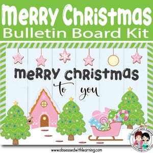 Pink Christmas Bulletin Board Kit, Candyland, Editable Reindeer Tags ...