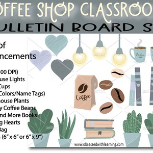 Coffee Shop Farmhouse Classroom Bulletin Board Kit, Printable Labels ...