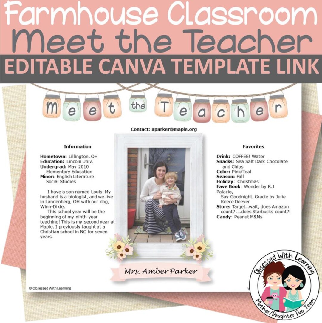 Meet the Teacher Canva Template, Teacher Welcome, Back to School, Open ...