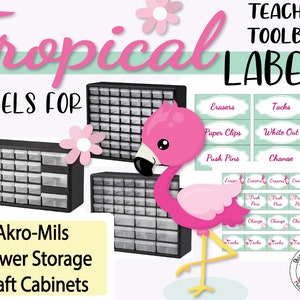 Tropical Teacher Toolbox Labels for School Supply Organization and ...
