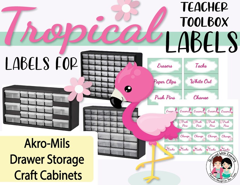 Tropical Teacher Toolbox Labels for School Supply Organization and ...