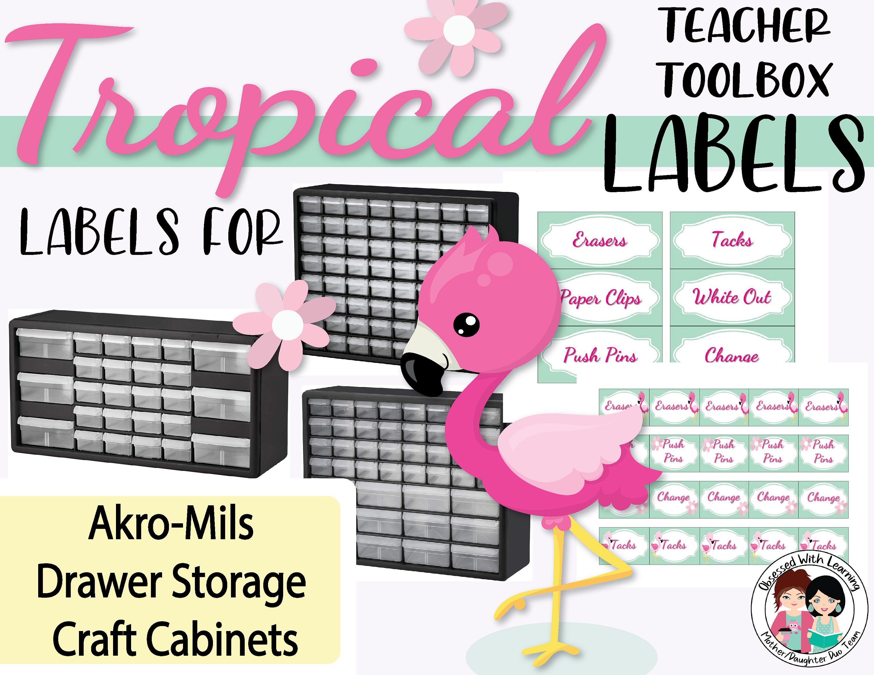 Tropical Teacher Toolbox Labels for School Supply Organization and ...