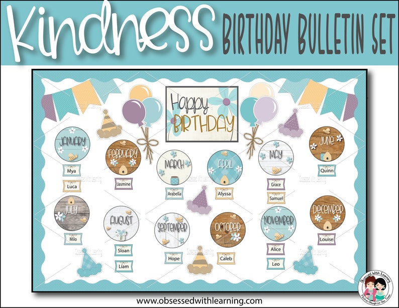 Classroom Birthdays Birthday Bulletin Board Kindness | Etsy