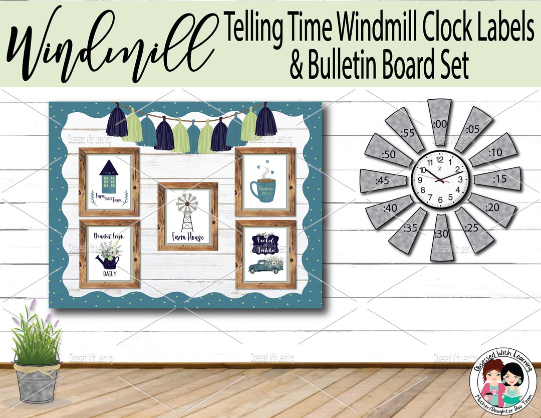 Printable Farmhouse Classroom Labels for Telling Time and Decorations ...