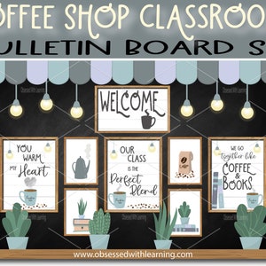 Coffee Shop Farmhouse Classroom Bulletin Board Kit, Printable Labels ...