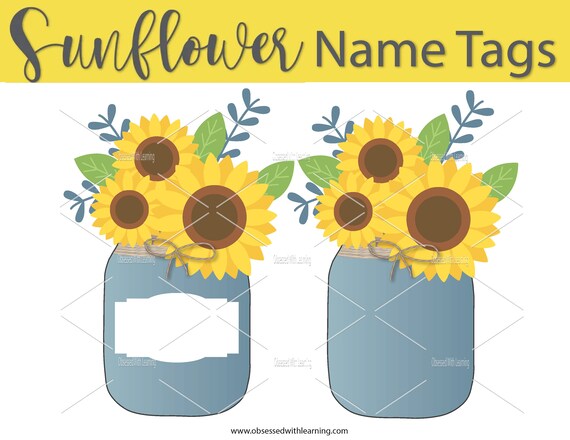 Sunflower Editable Name Tags Farmhouse Classroom Décor - Etsy