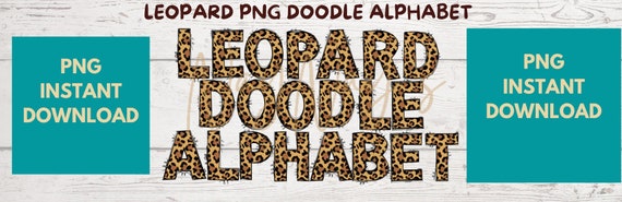 Leopard Doodle Alphabet PNG | Etsy