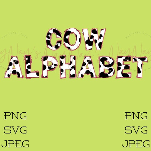 Black and White Cow Print Alphabet Digital Download - Etsy