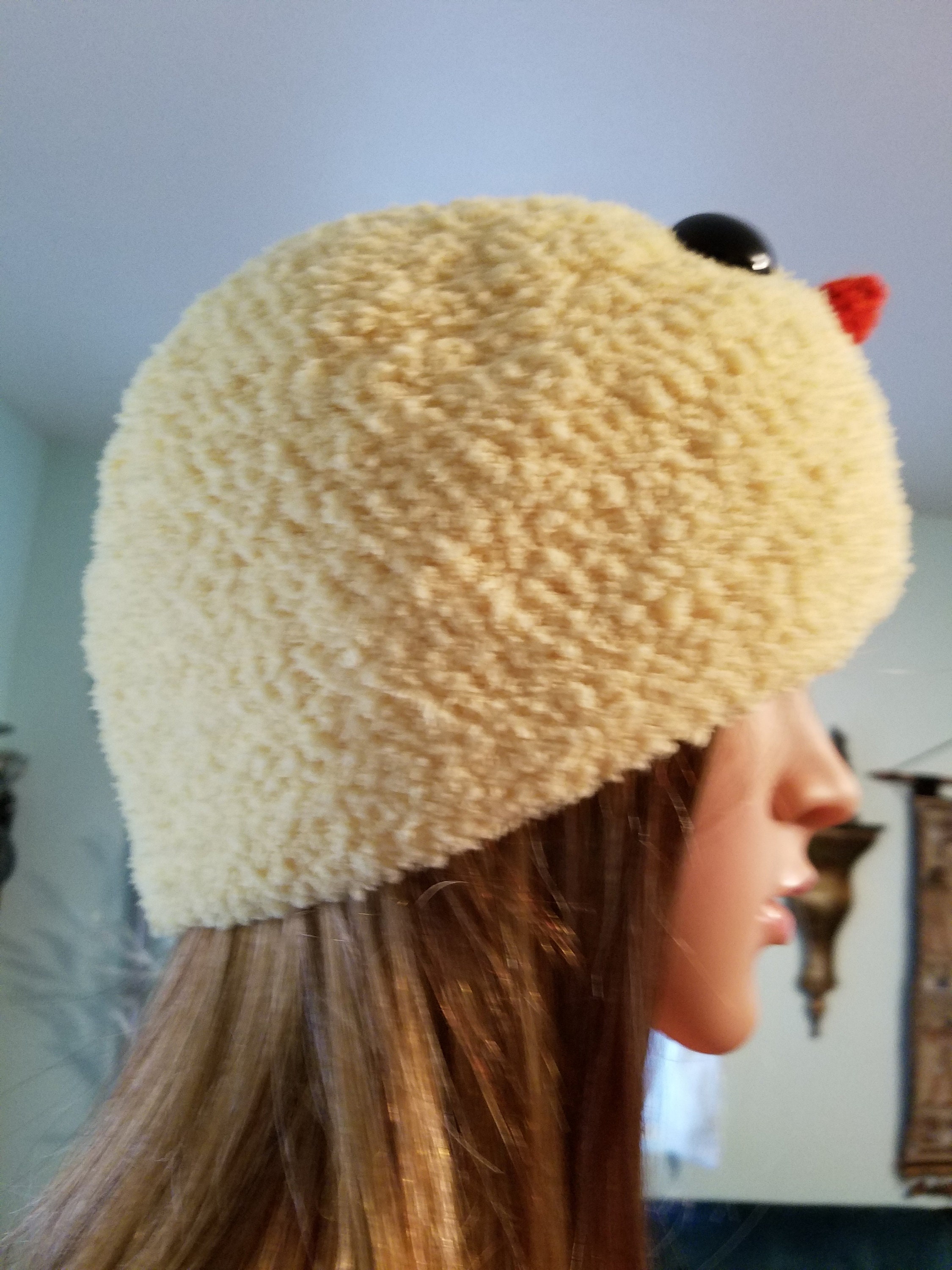 Yellow Chick Hat With Big Black Eyes and Red Beak - Etsy