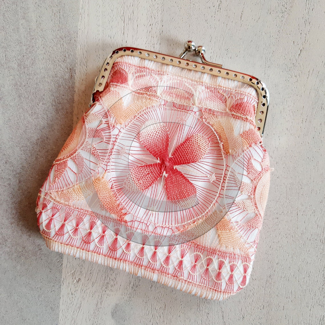 Kiss Lock Coin Purse Pink Peach Handmade Small Wallet - Etsy