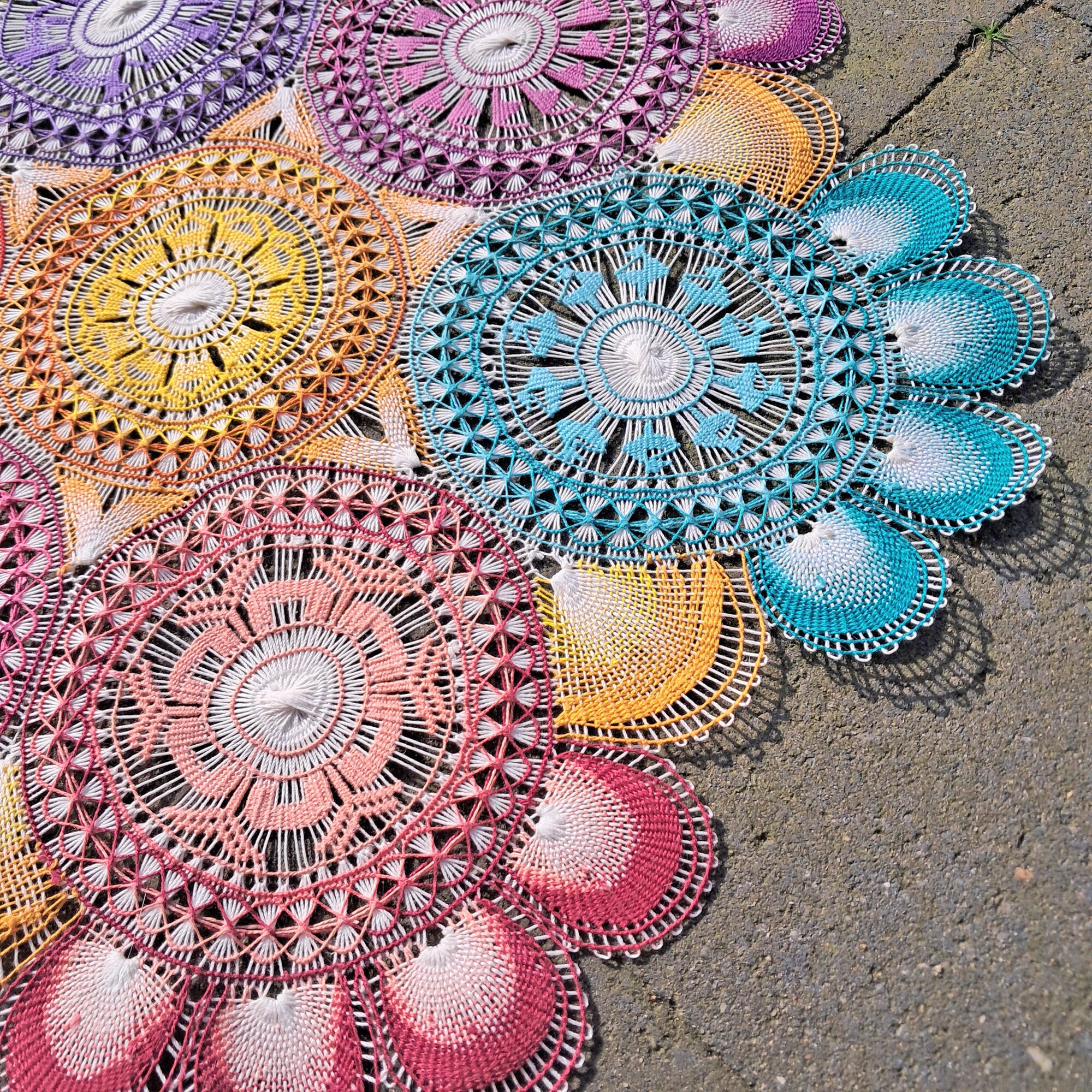 Handmade Lace Doily - Multicolor 18" (46cm.) Home Decor Paraguayan ...