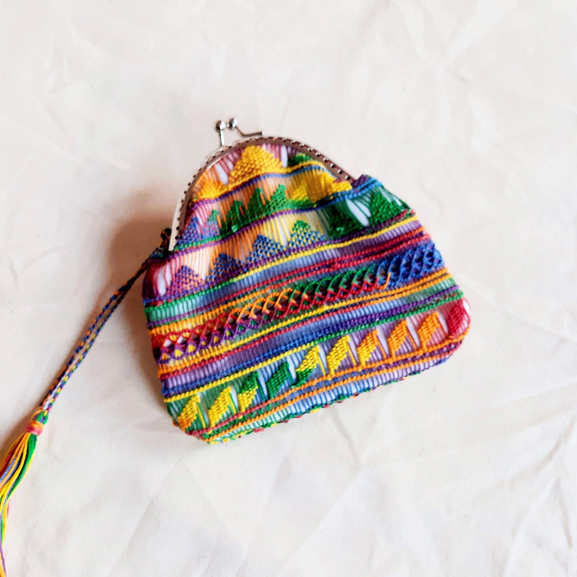 Kiss Lock Coin Purse Wallet With Clasp Closure Purse Retro Ñandutí ...
