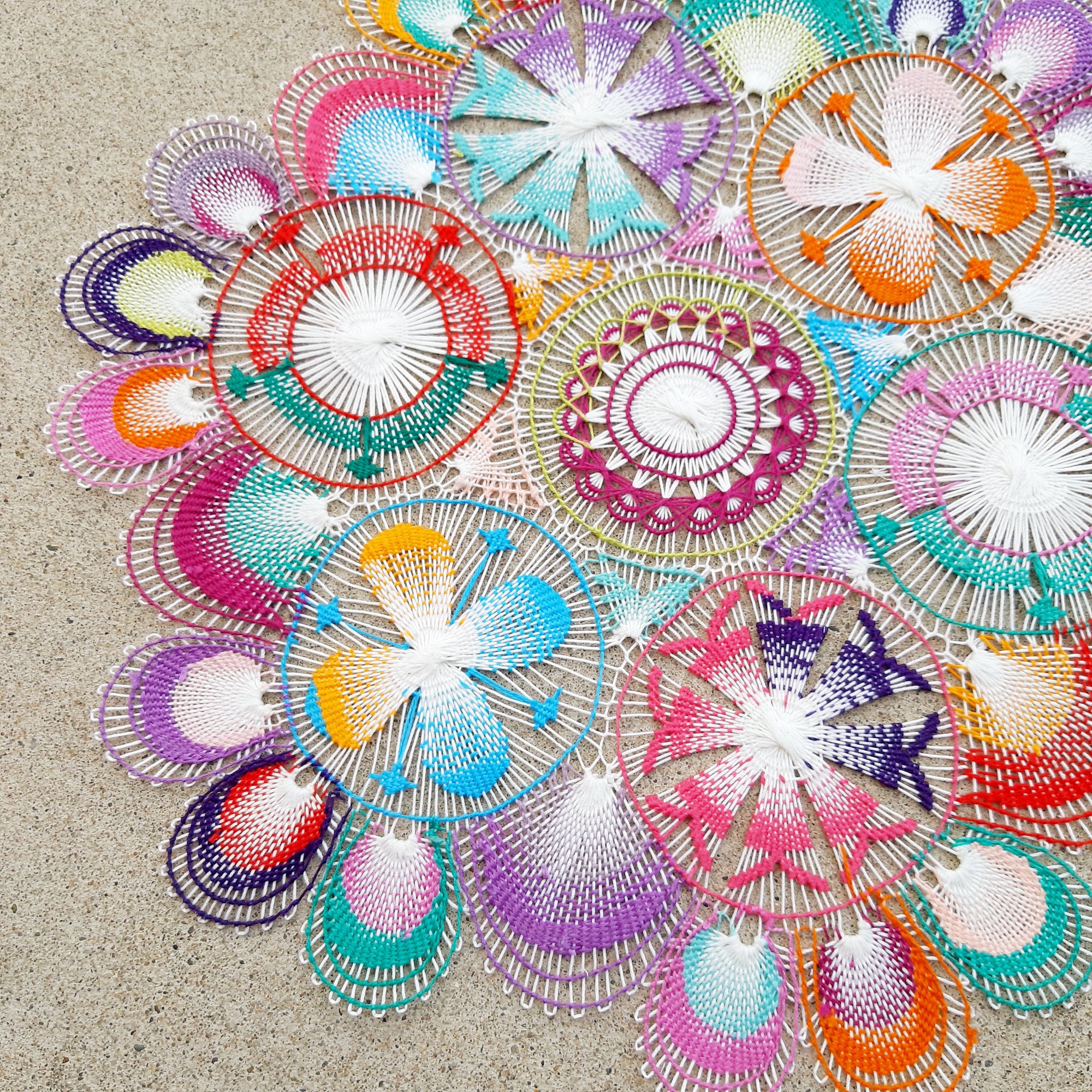 Handmade Lace Doily - Multicolor 12" (31cm.) Home Decor Coaster ...