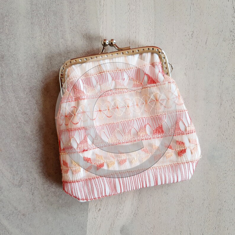 Kiss Lock Coin Purse Pink Peach Handmade Small Wallet - Etsy