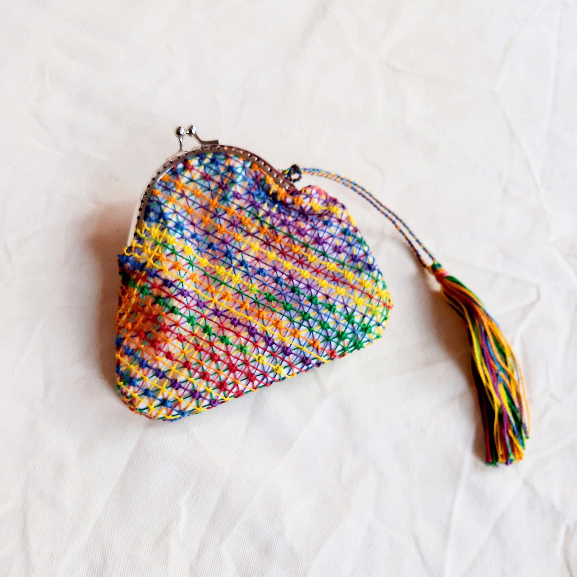 Kiss Lock Coin Purse Wallet With Clasp Closure Purse Retro Ñandutí ...
