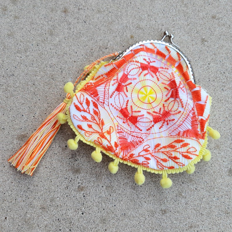 Boho Wallet With Kiss Lock Clasp Card Holder Change Cash Coin Purse ...