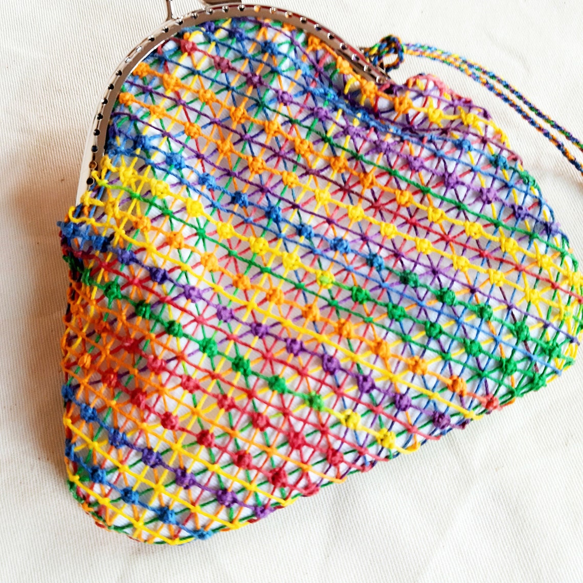 Kiss Lock Coin Purse Wallet With Clasp Closure Purse Retro Ñandutí ...