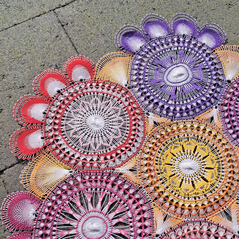 Handmade Lace Doily - Multicolor 18" (46cm.) Home Decor Paraguayan ...