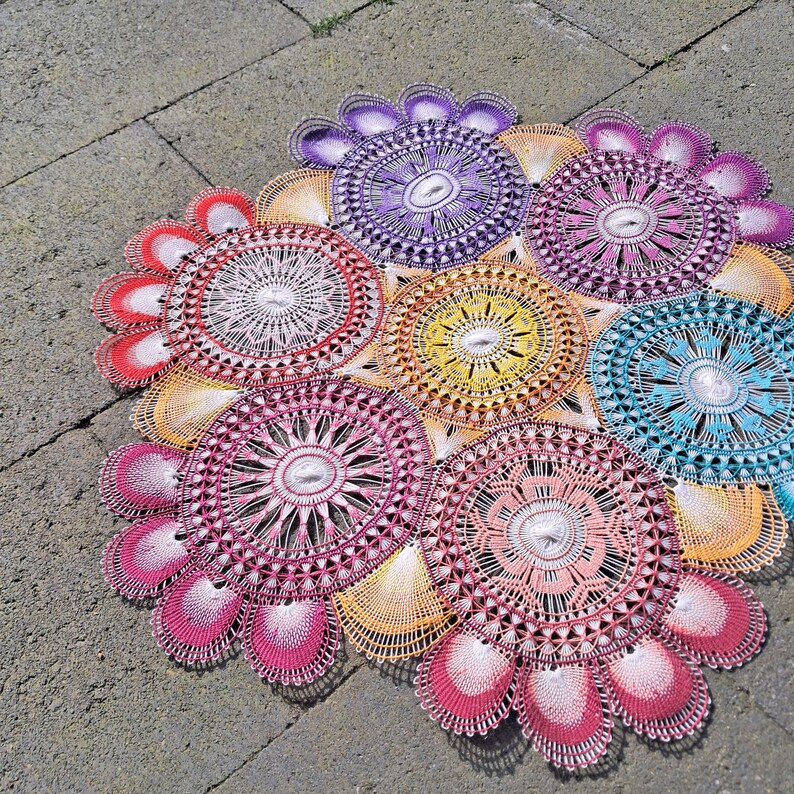 Handmade Lace Doily - Multicolor 18" (46cm.) Home Decor Paraguayan ...