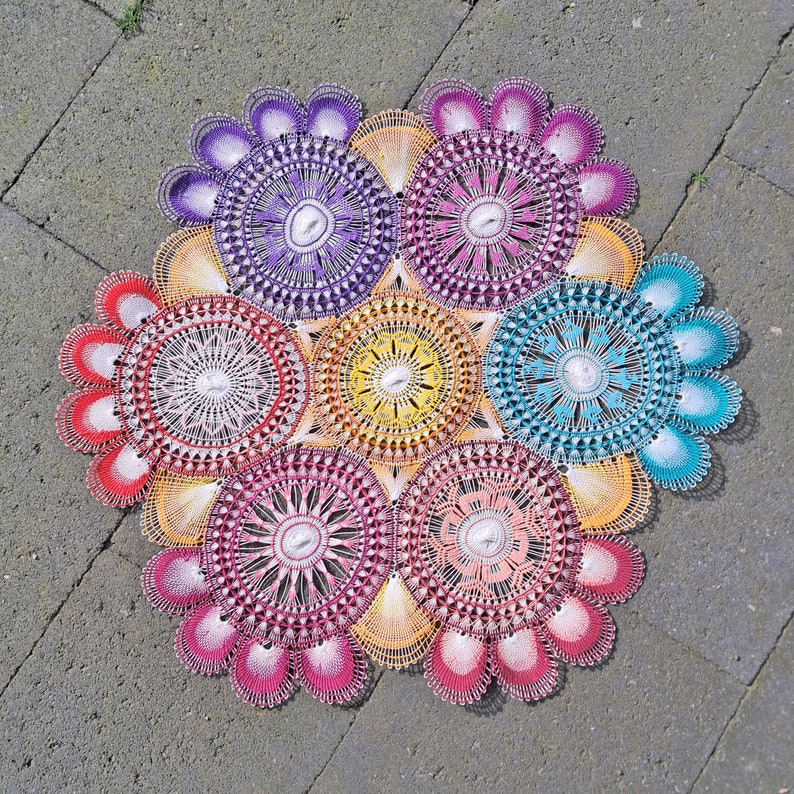 Handmade Lace Doily - Multicolor 18" (46cm.) Home Decor Paraguayan ...