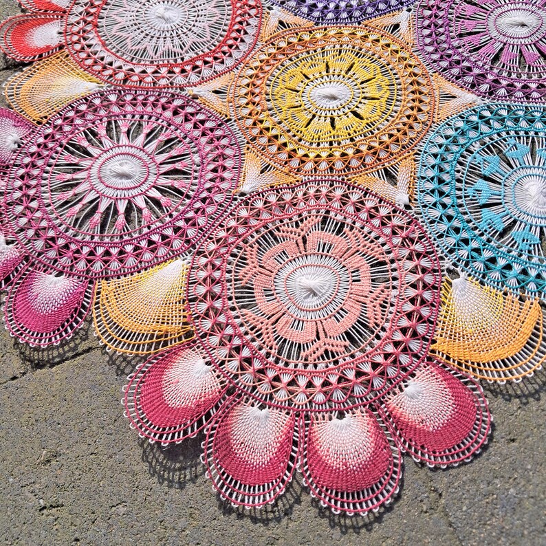 Handmade Lace Doily - Multicolor 18" (46cm.) Home Decor Paraguayan ...