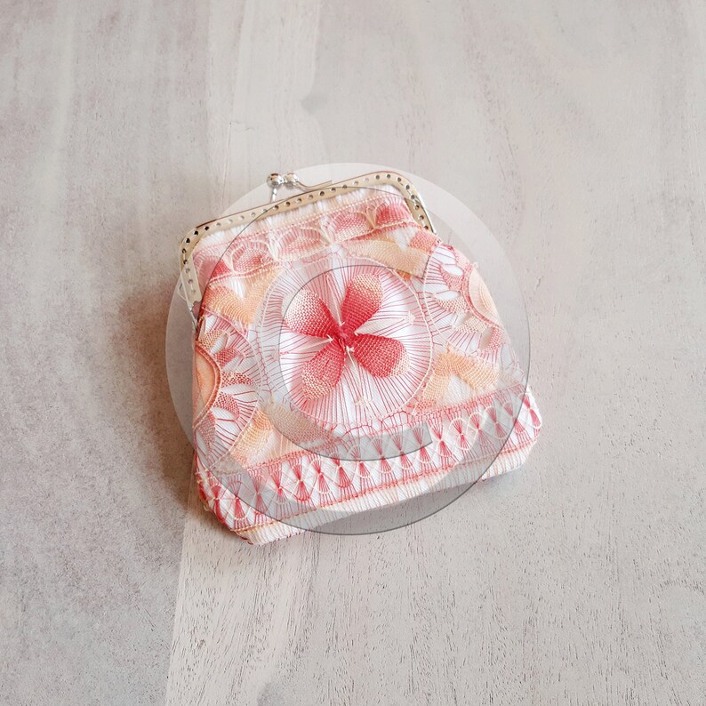 Kiss Lock Coin Purse Pink Peach Handmade Small Wallet - Etsy