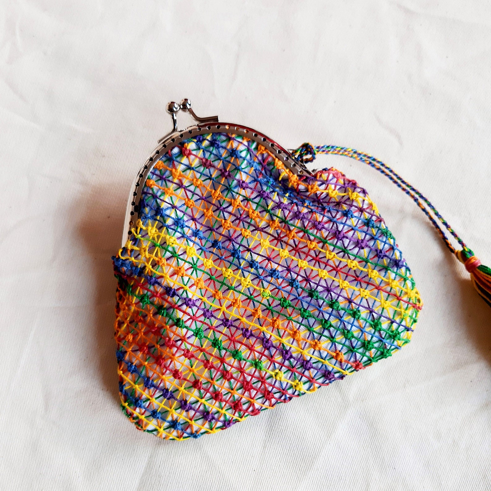 Kiss Lock Coin Purse Wallet With Clasp Closure Purse Retro Ñandutí ...