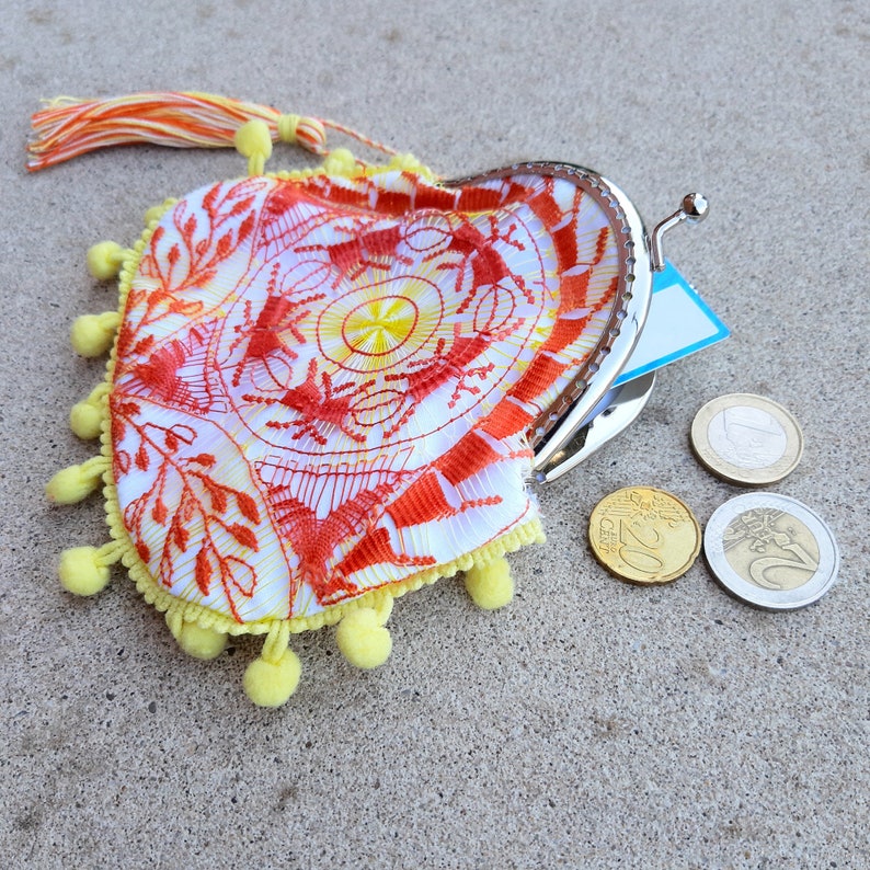 Boho Wallet With Kiss Lock Clasp Card Holder Change Cash Coin Purse ...