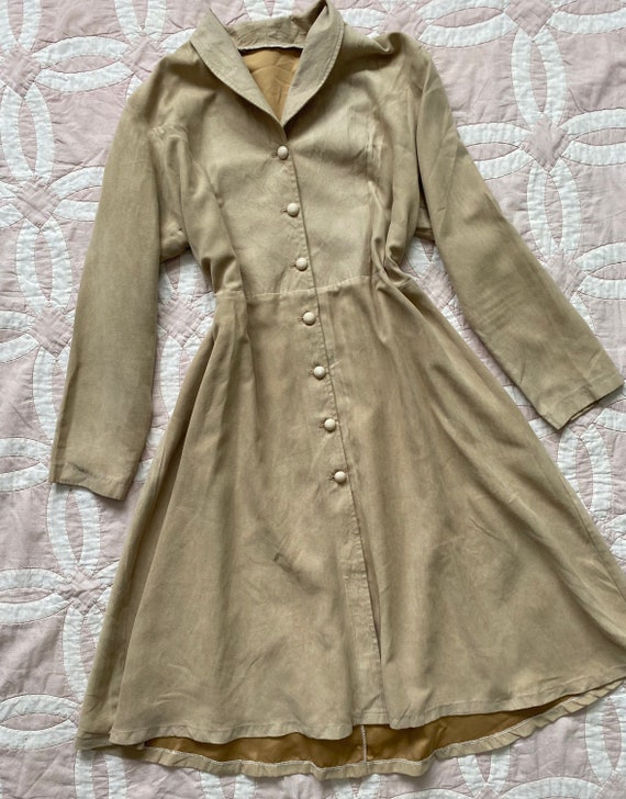 Vintage 1960’s / 70’s Light Tan Suede Duster Button F… - Gem