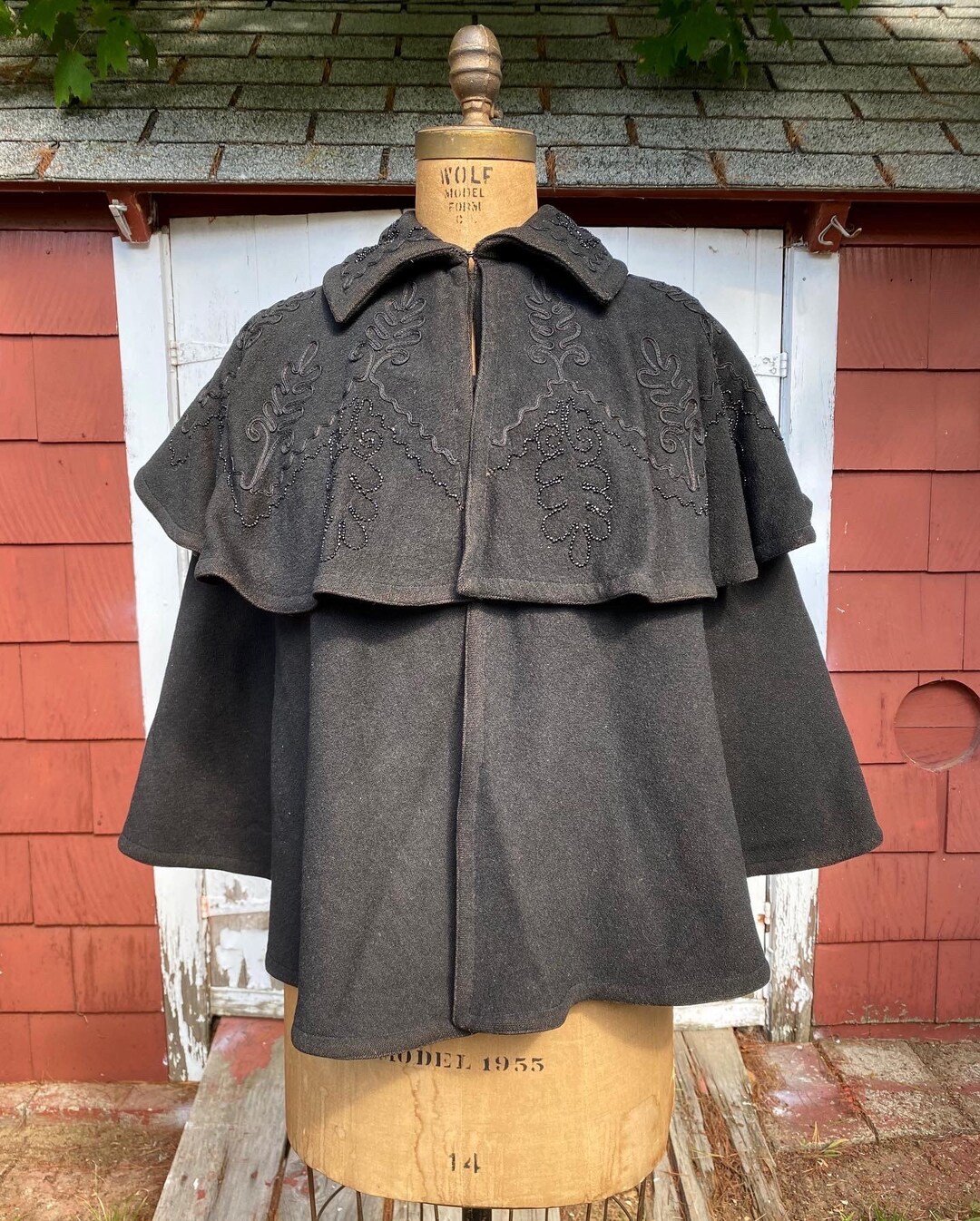 Antique Victorian Black Wool Cape Soutache Beaded Edwardian - Etsy