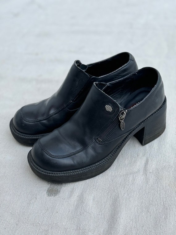 Harley Davidson 90s Chunky Leather Platform Shoes Wom… - Gem