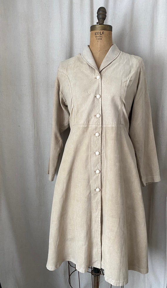 Vintage 1960’s / 70’s Light Tan Suede Duster Button F… - Gem