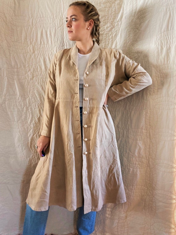 Vintage 1960’s / 70’s Light Tan Suede Duster Button F… - Gem