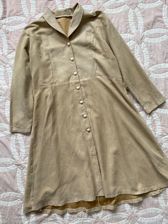 Vintage 1960’s / 70’s Light Tan Suede Duster Button F… - Gem