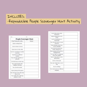 People Scavenger Hunt Discovering New Things About Classmates - LESSON ...