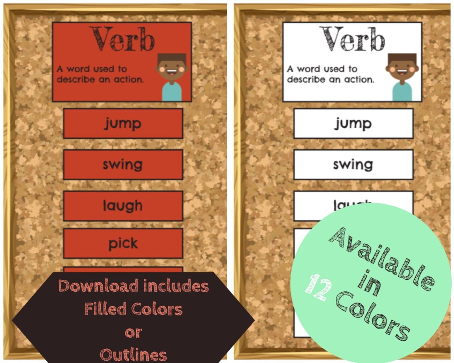 Verb Wall | Parts of Speech Posters | Grammar Posters | Verb Printable ...