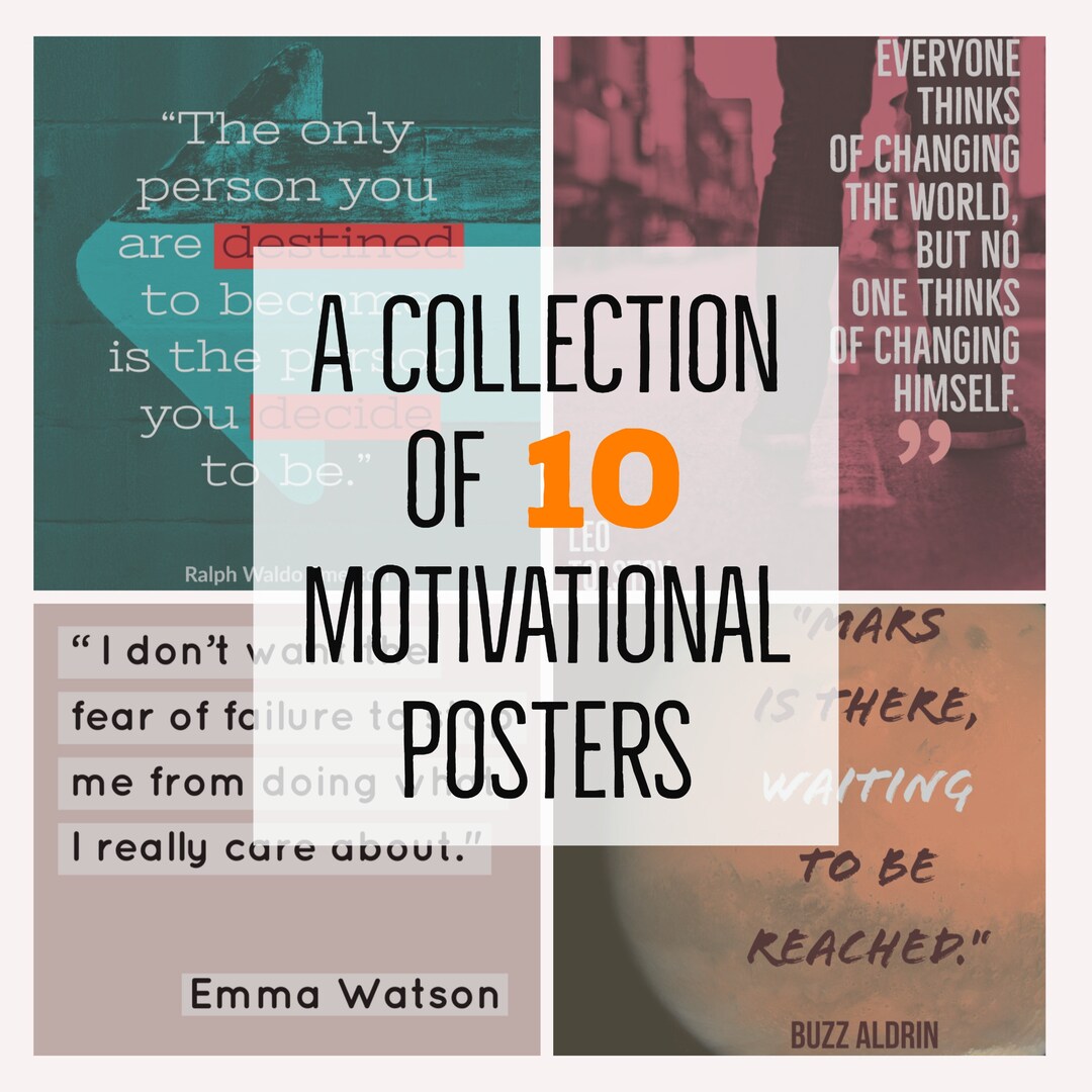 Motivational Poster Set - 10 Printable Posters - Inspirational - Back ...